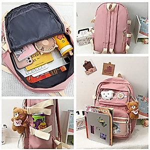 NUFR Kawaii Backpack With Kawaii Pin Kawaii Pendent Bear Kawaii Sticker Kawaii Bag Cute Mesh Lace (Blue)