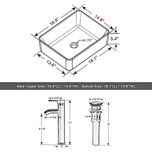 eclife 48" Modern Bathroom Vanity Sink Combo White W/Small Side Cabinets White Rectangle Ceramic Vessel Sink & Water Save Faucet & Pop Up Drain (T03)