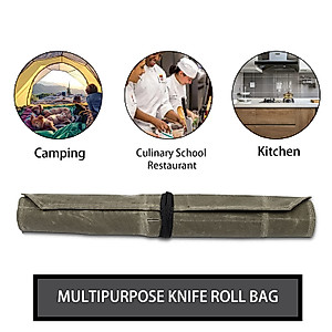 Knife Roll, Chef’s Knife Roll Bag, Waxed Canvas Knife Roll Case, Portable Knife Wrap, Kitchen Knife Storage Case, Chef Tools Protector, Culinary Knife Bags, Travel Tool Roll Pouch, Utensil Canvas Wrap