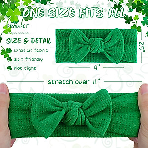 Lanmerry St. Patrick's Day Baby Headbands with Bows Green Baby Bow Waffle Elastics Baby Hair Bows Hair Accessories Newborn Infant Toddler Hairbands Headwrap Kids 3 Packs Black White Green