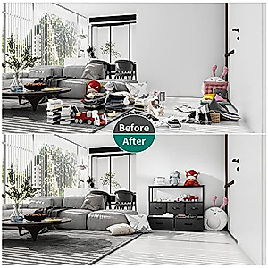 YITAHOME 5-Drawer Fabric Dresser with Shelves, Furniture Storage Tower Cabinet, Organizer for Bedroom, Living Room, Hallway, Closet, Sturdy Steel Frame, Wooden Top, Easy Pull Fabric Bins(Dark Grey)