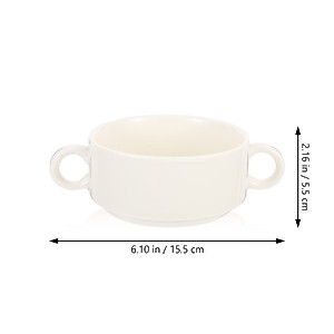 Hemoton Handle Soup Bowl Soup Bowls with Handles Ceramic Serving Bowls Porcelain Ramekin Bowl Set for Salad Cereal Dessert Ice Cream Stew Bowl White Soup Bowl Soup Bowl Soup Bowl Soup Bowl Soup Bowl