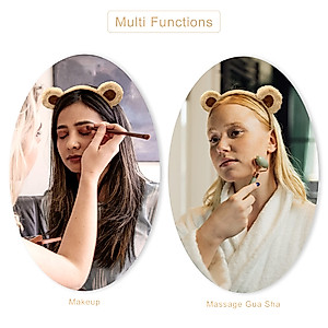 SIOTMERA Brown Bear Ears Cute Headband Fluffy Hairband Animal Head Wear for Party Celebrations Trips Decoration Cosplay Dress up Costume Makeup Washing Face Kids Adults Womens Gift, 4 packs