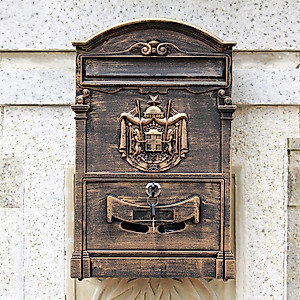 mopam Wall Mount Locking Mailbox Vintage Lockable Metal Mailboxes Large Capacity Postbox Security Mail Letter Post Box Outdoor Mail Box