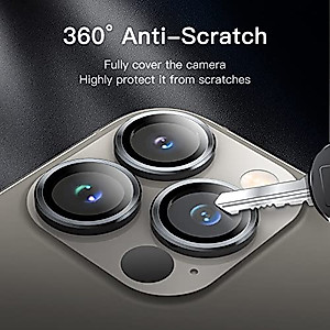 JETech Camera Lens Protector for iPhone 13 Pro 6.1-Inch and iPhone 13 Pro Max 6.7-Inch, 9H Tempered Glass Metal Individual Ring Cover, HD Clear, 3-Pack (Graphite)