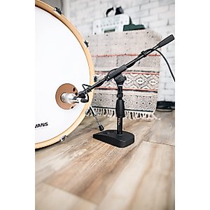 Gator Frameworks Short Weighted Base Microphone Stand with Soft Grip Twist Clutch, Boom arm, and both 3/8" and 5/8" Mounts; Base Dimensions - 4.5" X 8" (GFW-MIC-0821)