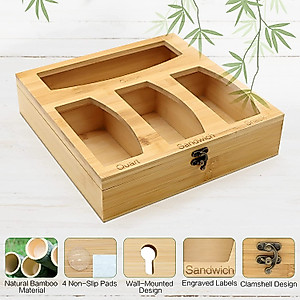 Bothixi Bamboo Ziplock Bag Storage Organizer for Kitchen Drawer, Bamboo Baggie Organizer,Openable Food Storage Bag Holders Compatible With Gallon, Quart, Sandwich & Snack Variety Size Bags