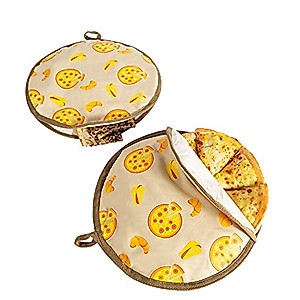 MeiLiZuRL Tortilla Warmer 12” Insulated Bag Warm Tortilla Warmer Pouch Pizza Pattern, Tortilla Warmer Container for Work Outdoor Travel Picnic, Tortilla Holder, Cloth Pouch to Keep Food