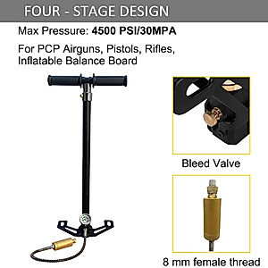 NUOGE 30Mpa 4500Psi 4 Stage PCP Hand Pump Air Compressor High Pressure Operated HPA Tank Hunting Air Rifle