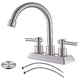 VESLA HOME Modern 2 Handles 2 Holes 4 Inch Centerset Brushed Nickel Bathroom Faucet,Lavatory Vanity Bathroom Sink Faucet
