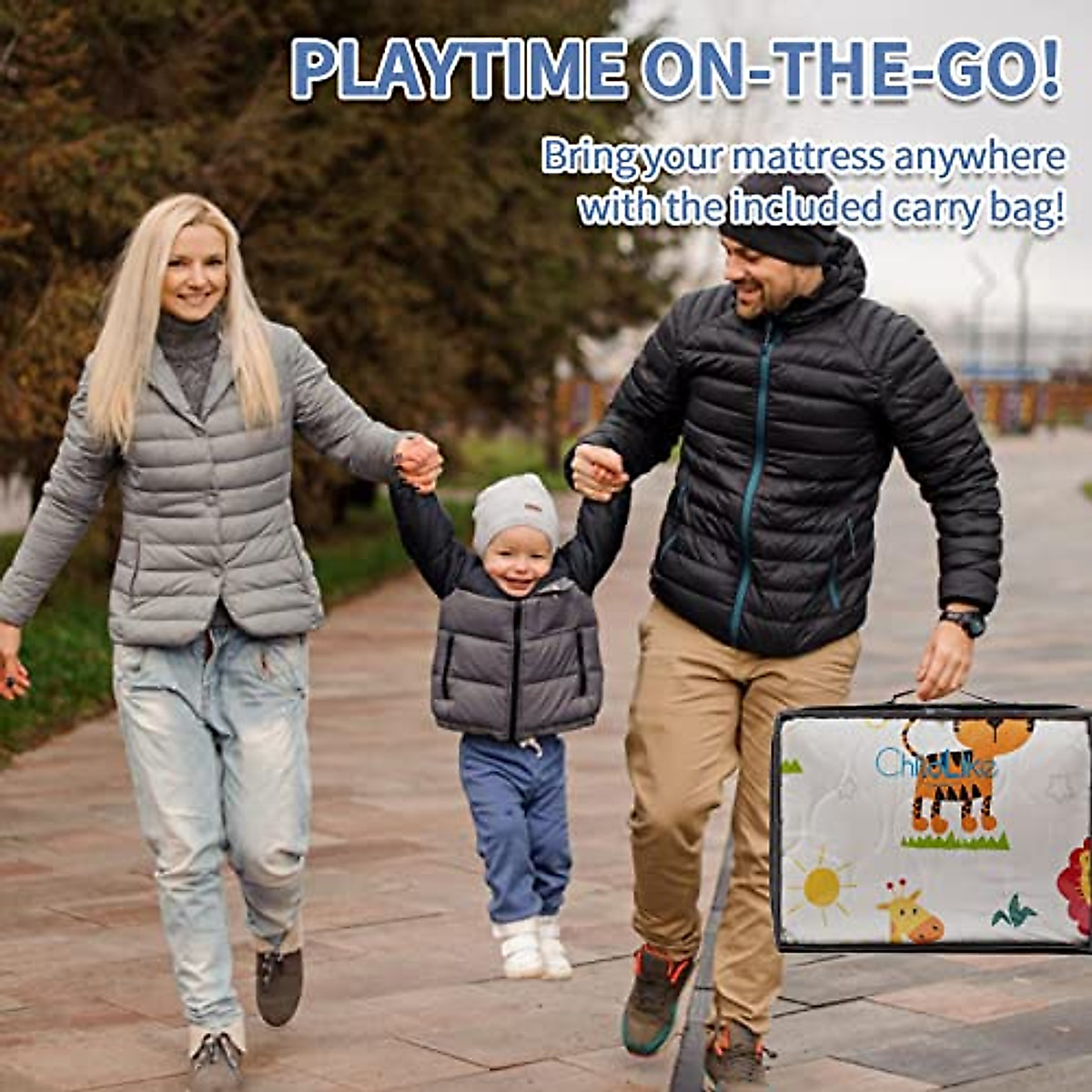 ChildLike Lion Baby Play Mat - Comfortable Non-Slip Tummy Time Mat for Floor Crawling, 71x59 Inch