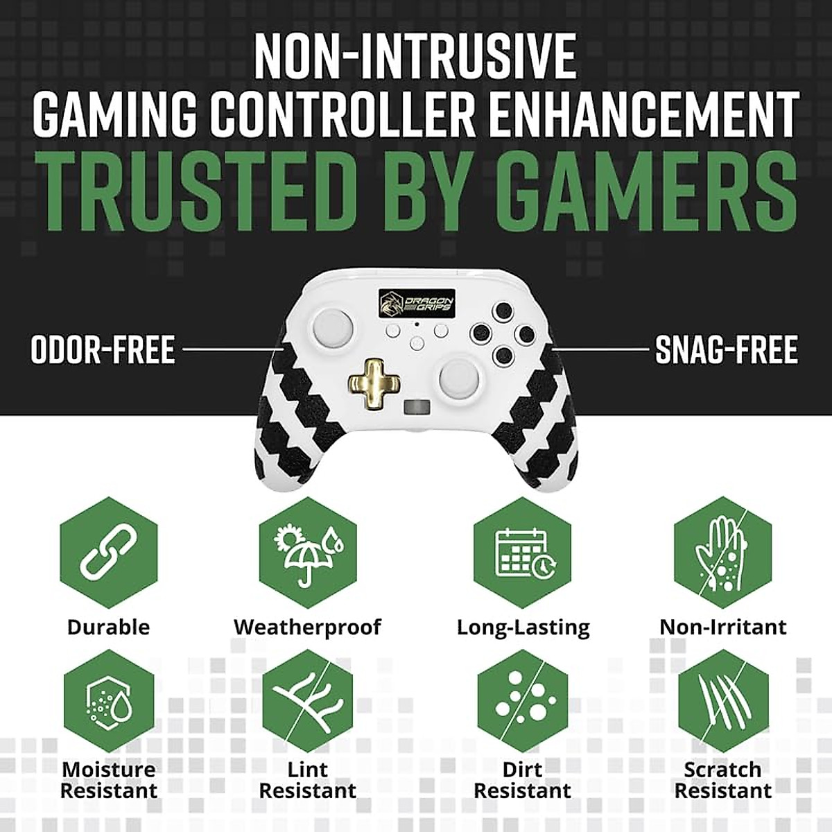 Dragon Grips Universal Controller Grips, 18 Pcs Black Textured Non-Slip Rubber for Xbox, PS4 & PS5 Controller Grip Tape, Perfectly Fit to Any Handles, Sweat Resistant to Enhance Gaming Control, 1 Pack