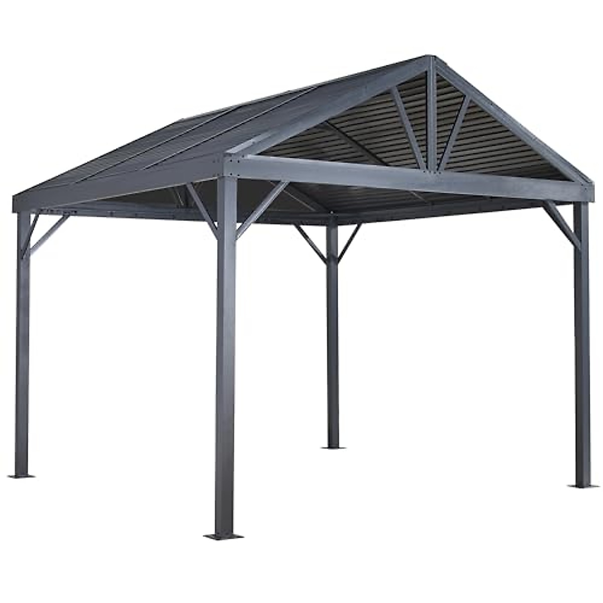 Sojag 8' x 8' Sanibel I Hardtop Gazebo Outdoor Weather-Resistant Aluminum Frame Sun Shelter Light Grey