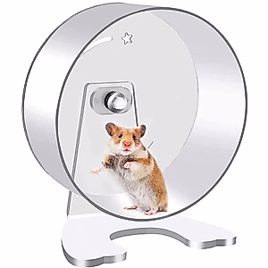 Quiet Hamster Exercise Wheel Silent Spinner, Made of crylic, Stand Included (8.7")