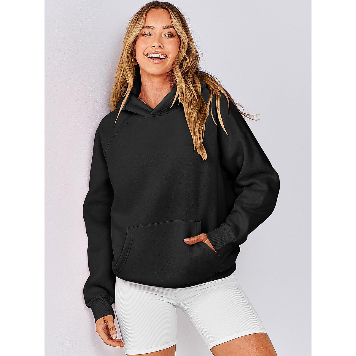ANRABESS Women Oversized Hoodies Long Sleeve Fleece Basic Pullover Sweatshirts 2024 Fall Trendy Y2K Outfits Black Small