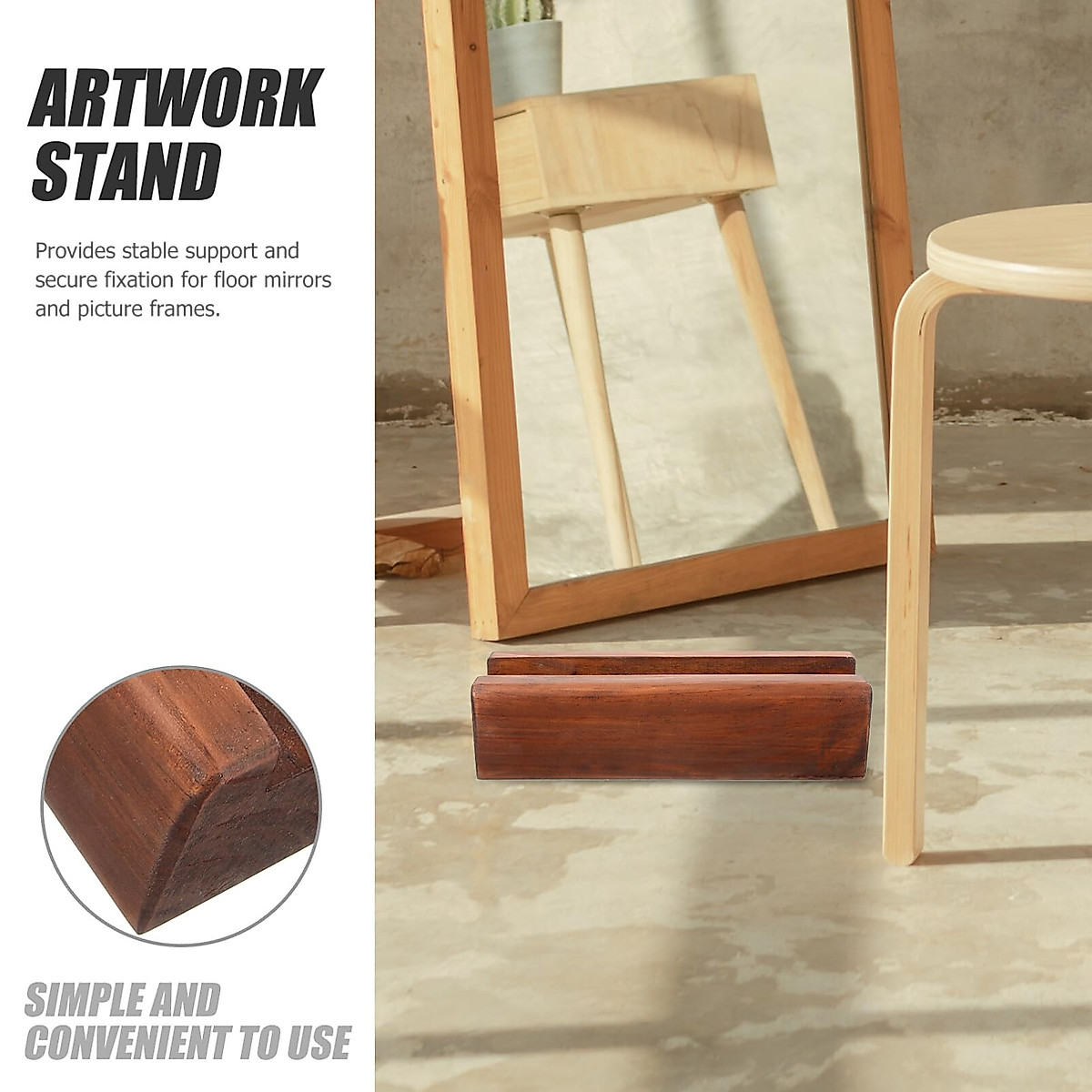 Cabilock Wood Full Length Mirror Holder Rack Display Support Full Length Mirror Stand Artwork Stand Wood Display Mount Wooden Art Mount Display Rack Wood Artwork Rack Wood Display Stand