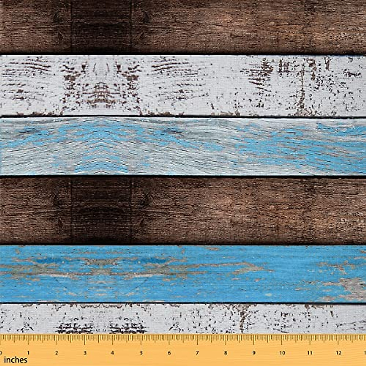 Blue Brown Wooden Grain Outdoor Fabric by The Yard,Western Farmhouse Style Fabric for Home DIY Projects,Old Wooden Barn Door Decorative Fabric for Kids Adults Room Decor,3 Yards