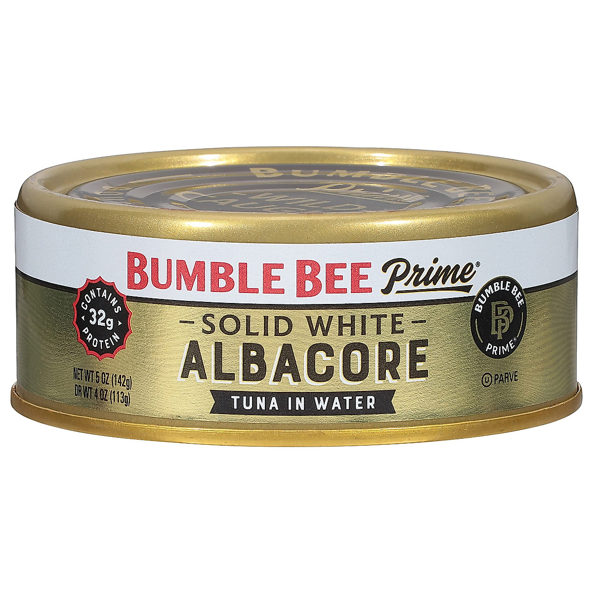 Bumble Bee Prime Solid White Albacore Tuna in Water, 5 oz Can - Premium Wild Caught Tuna - 31g Protein per Serving - Non-GMO Project Verified, Gluten Free, Kosher
