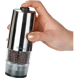 Trudeau One-Hand Battery Operated Pepper Mill, Stainless Steel Finish 7 by 2