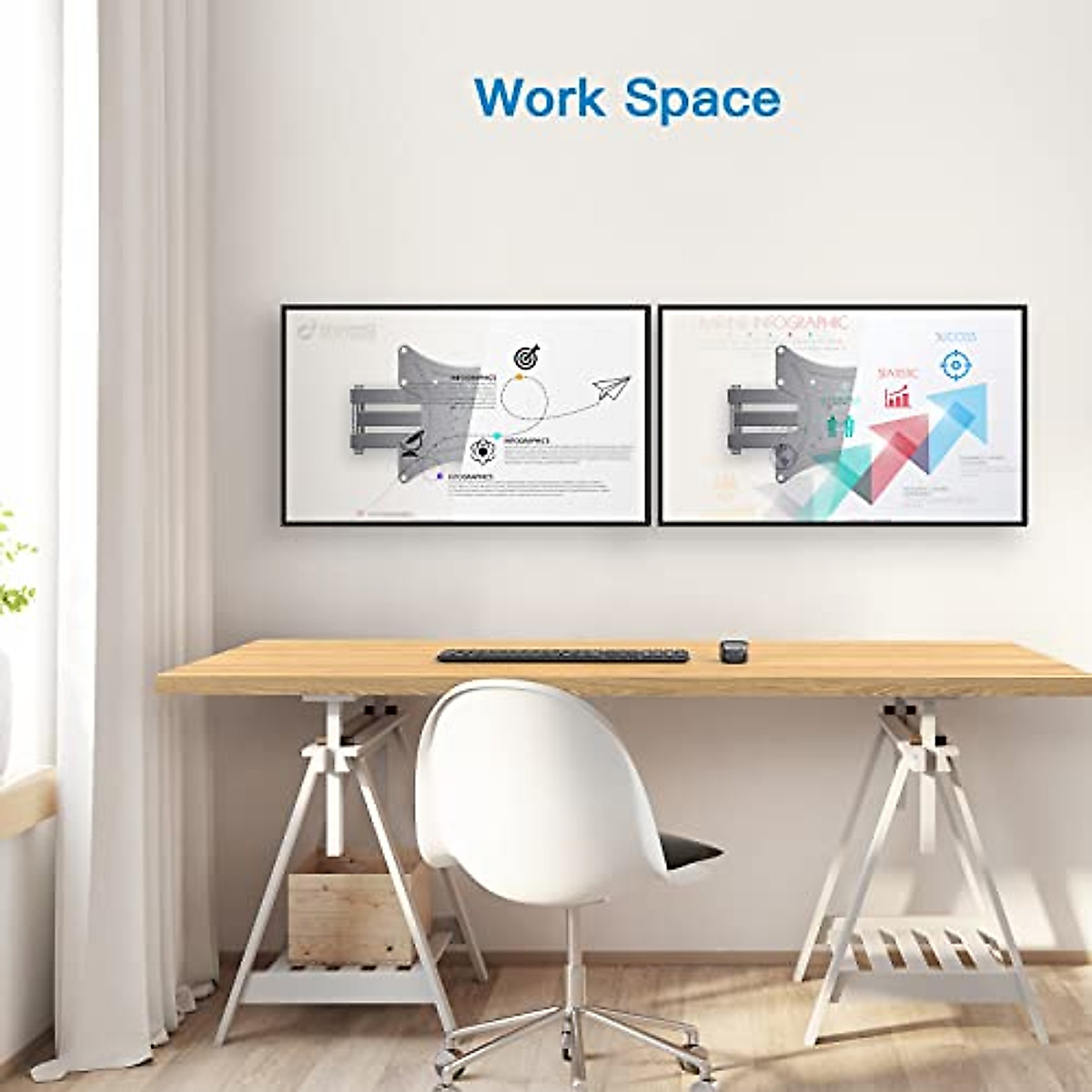 PERLESMITH TV Wall Mount for 13-42 Inch Flat or Curved TVs & Monitors, Full Motion TV Wall Mount with Articulating Arms Swivel Tilt Extends, Corner tv Bracket Max VESA 200x200 mm up to 44lbs, PSSFK1