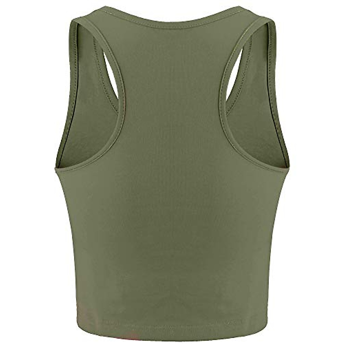 Boao 4 Pieces Basic Crop Tank Tops Sleeveless Racerback Crop Top for Women (Black, White, Army Green, Coffee, Medium)