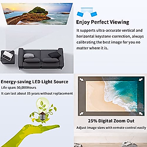 LCD Smart Bluetooth WiFi Projector 1080P Native 8000Lumen, LED Home Projector with Android utdoor Indoor Room Movie Night, Built-in Netflix Wireless Projector for Phones Sync, TV Stick, USB HDMI