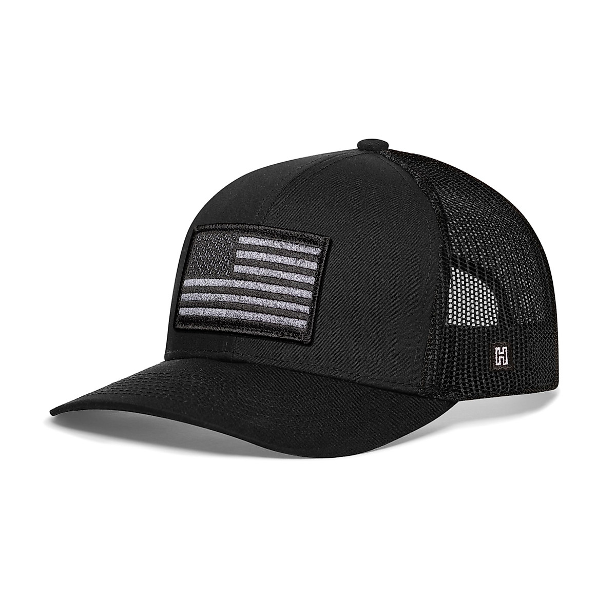 HAKA American Flag Hat, USA Trucker Hat for Men & Women, Adjustable Baseball Cap, Mesh Snapback, Durable Outdoor Black Hat