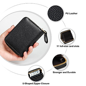 EcoVision Credit Card Holder RFID Card Case Wallet, Small Accordion Zipper Card Case Holder, Card Organizer Case for Women Men