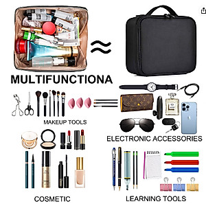 rlokosfb Portable Makeup Bag Opens Flat for Easy Access,Waterproof Cosmetic Bag Toiletry Bag,Travel Accessories Overnight Bag for Toiletries and Daily Use,Gifts for Women (Black Large, Super Large)