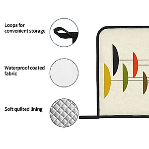 Pot Holders 2pcs Set, Kitchen Oven Glove High Heat Resistant 500 Degree Oven Mitts and Potholder with Non-Slip Silicone Surface for Baking,Cooking,BBQ - mid Century Modern Prints