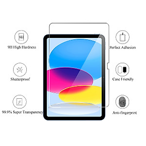 Ailun 2 Pack Screen Protector for iPad 10th Generation 10.9 Inch Display 2022 Tempered Glass [Face ID & Apple Pencil Compatible] Ultra Sensitive Case Friendly [2 Pack]