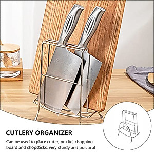Housoutil Stainless Steel Kitchenware Storage Organizer Racks Multi Layer Function Cutting Board Holder Pot Lid Chopping Board Rack Stand Silver