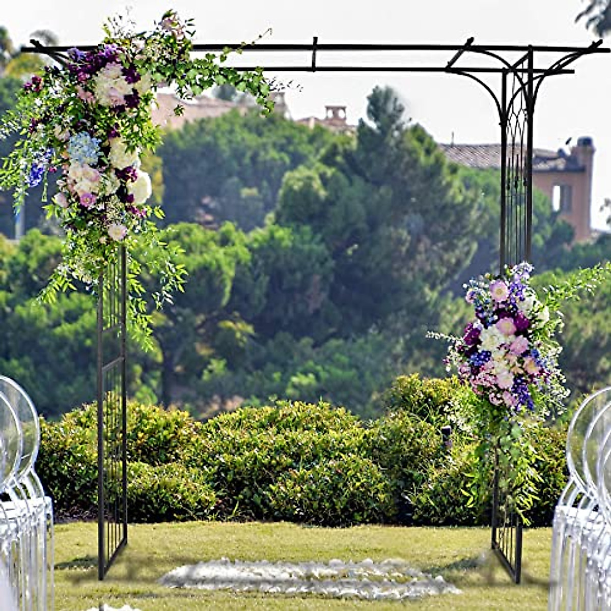 Stonehomy Metal Garden Arch for Climbing Plants, Heavy Duty Metal Garden Arbor for Outdoor Garden Wedding Ceremony, Party and Backyard, 7 Feet