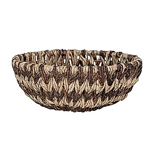 Bloomingville Small Woven Buri and Banana Fiber Organizer Decor for Storage, Natural and Brown Basket