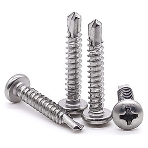 100pcs #6 x 1 Phillips Pan Head Self Drilling Screw, 410 Stainless Steel, Pan Head Quick Self Tapping Screws for Sheet Metal, Wood, Plastic, Without Pre-drilled Holes