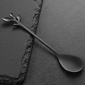 AnSaw 20-Piece Set of 4.7" Gold Leaf Mini Coffee & Dessert Spoons, Stainless Steel Demitasse Espresso & Tea Spoons - Perfect for Espresso Lovers