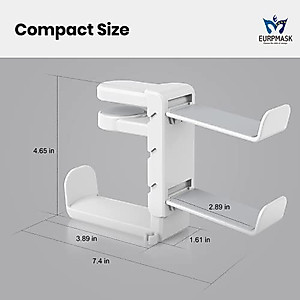 3-in-1 PC Gaming Headphone & Controller Holder - EURPMASK Headphones Hanger w/Adjustable & Rotating Arm Clamp,Headphone Stand Under Desk, Universal Headset Controllers Hook with Cable Organizer-White