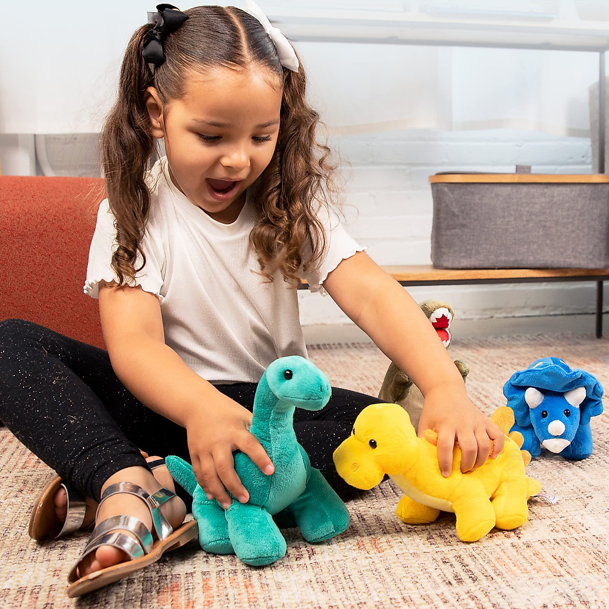 PREXTEX Plush Dinosaur Stuffed Animal, 4pk, 10 inches Cute Dinosaur Plush Toys for Boys and Girls Ages 3+, Stuffed Dinosaurs for Boys, Soft Dino Plush Stuffed Animals Dinosaur Party Favors