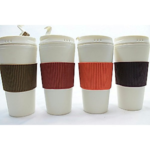 Reusable Travel Mug Hot Cold Non Slip Grip Screw Lid Flip Open Cap Prevents Leaks and Spills comes 4 in a Pack assorted colors