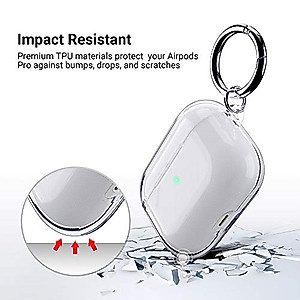 ULAK Compatible with Airpods Pro Case Clear, Designed Protective Cover Soft TPU Transparent Shockproof Case Accessories Keychain for Airpods Pro 1st Generation 2019 [Front Led Visible], Crystal Clear