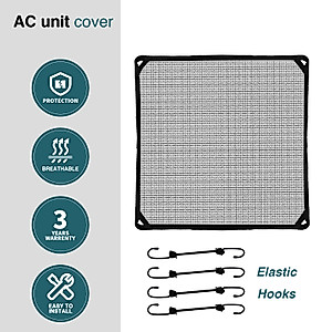 ECOOPTS 36"x36" Air Conditioner Cover AC Unit Top Mesh Cover for Outside Unit with Bungee Cords, Leaf Guard Mesh Air Conditioner Cover