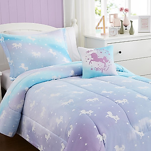 Kaleido Space KALEIDOSPACE Kids Twin Comforter Sets for Girls, Glow in The Dark Unicorn Bedding Sets -3 Pieces Lightweight Bed in A Bag