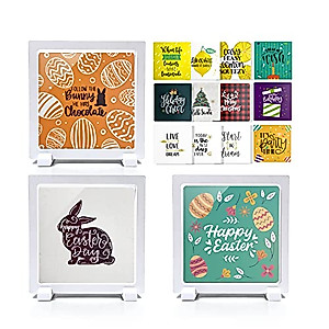 WINZEO 3PCS Picture Frame Set for Holiday & Daily Decorations - 36 Interchangeable Farmhouse Tiered Tray Signs Decor,Table Shelf Anniversary Bedroom Office Decor, Happy Valentine's Day,Housewarming Gifts (White)