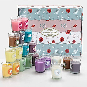 Onebird Scented Candles, Anxiety Reducer Jasmine, Rose, Vanilla, Bergamot, fig, Lavender, Lemon, Spring,Strawberry, Rosemary, Aromatherapy Organic Massage Candles - 20 Pack
