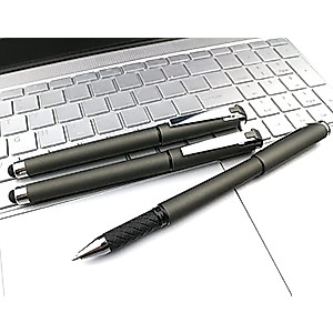 Black Gel Ink Rollerball Pens 1.0mm Gel Pens 2-in-1 stylus Pens 1.0mm Medium Point Pen for Office, Black gel ink(18 Pack-Grey)