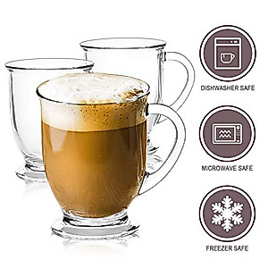 QAPPDA Glass Mugs, Clear Coffee Mugs With Handle 15 oz,Tea Mugs 450ml,Beer Glasses With Handle,Glass Cup Drinkware For Beverage,Juice,Latte Cups Cappuccino Mugs Beer Mug Water Cups Sets of 8 KTZB107…