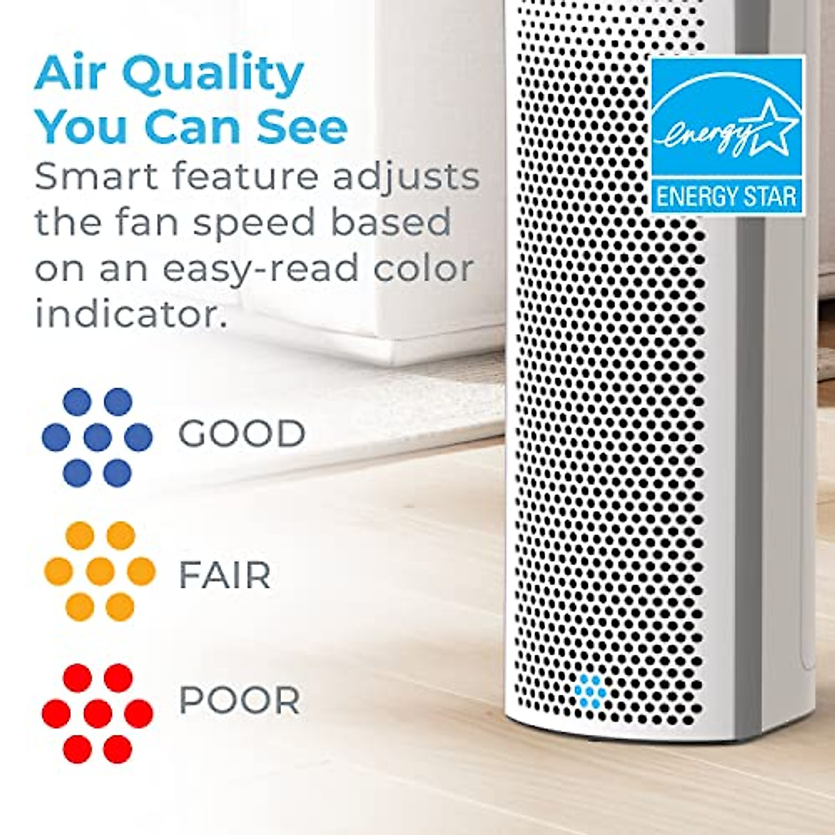 Pure Enrichment® PureZone™ Elite True HEPA Large Room Tower Air Purifier with Air Quality Monitor, 4 Stage Filtration and UV-C Light, Helps Destroy Bacteria, Smoke, Pollen & Dust (White)