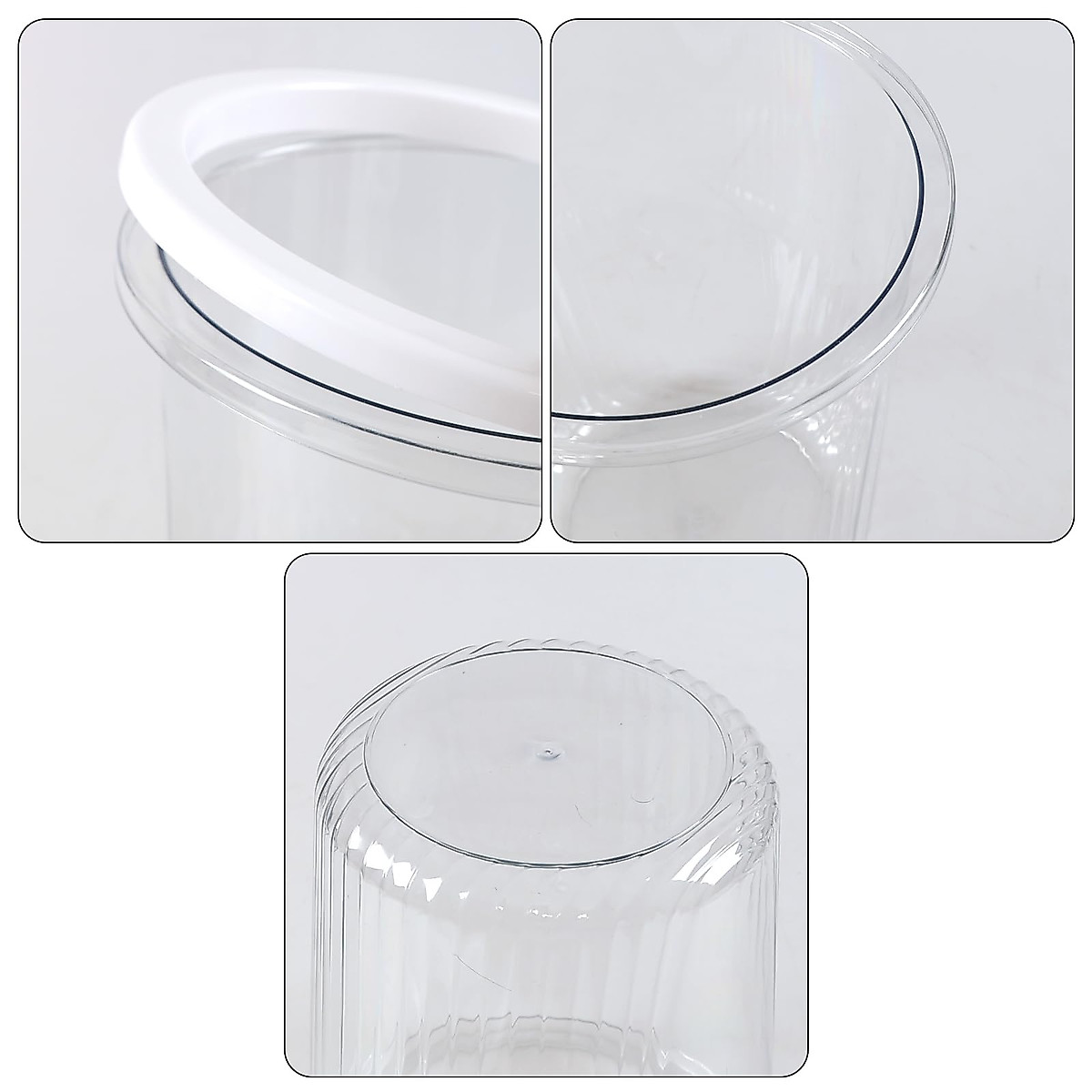 AnnkkyUS 4 Pack 2.5 Gallon Clear Trash Can, Round Plastic Wastebasket