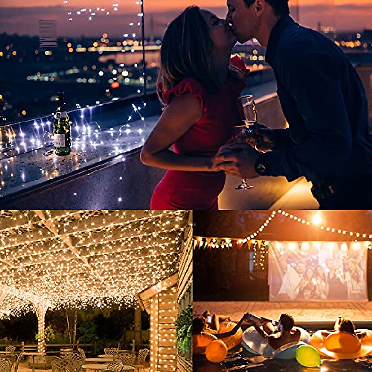 LIOPEED 2 Pack 22.6ft 66 Led Battery Powered String Lights, IP65 Waterproof 8 Modes Twinkle Fairy Lights with Timer for Bedroom, Garden, Party, Christmas Tree Indoor Outdoor Decorations，Warm White