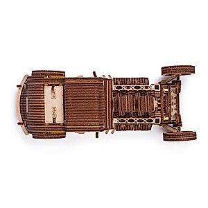 Wood Trick Hot Rod Wooden Model Car Kit to Build - Rides up to 32 feet - Detailed - 3D Wooden Puzzles for Adults and Kids to Build - Engineering DIY Mechanical Wood Model Kits for Adults